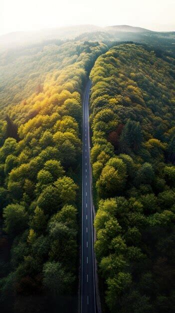 Premium Photo An Aerial View Of A Road Surrounded By Trees