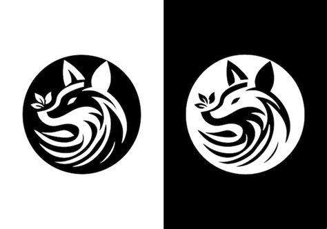 Premium Vector Two Sets Of Fox Logos On A Black And White Background