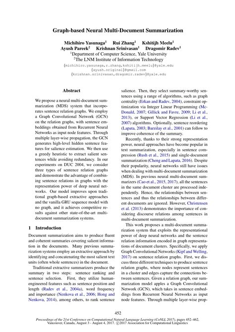 Pdf Graph Based Neural Multi Document Summarization