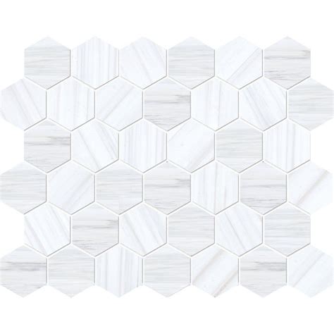 Bianco Dolomiti Honed Hexagon Marble Mosaic 10 3 8x12x3 8 Marble