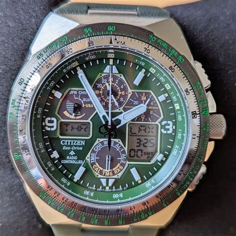 Citizen Promaster Skyhawk A T Chronograph Gmt Jy8147 01x Green Dial Men