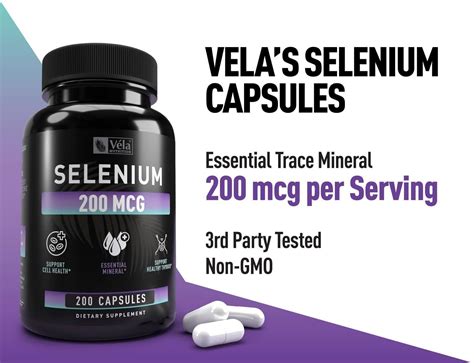 Selenium Capsule Supplement 200mcg Antioxidant Support For Immune Reproductive And Thyroid