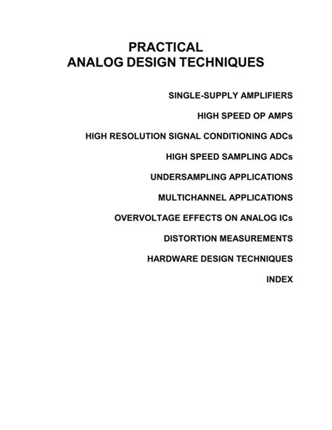 Practical Analog Design