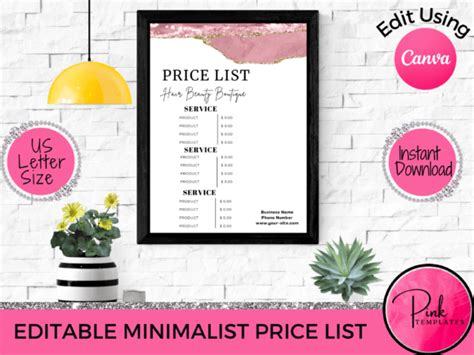 Beauty Price List Template DIY Canva Graphic By PinkTemplates