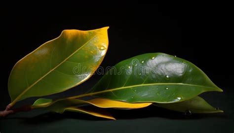 Vibrant Leaf Vein Pattern In Close Up Reflecting Wet Green Beauty Generated By Ai Stock