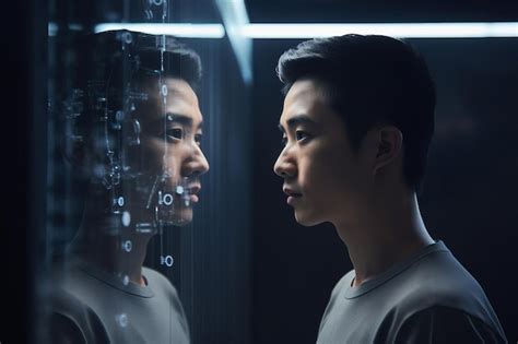 Premium Ai Image Person Looking At A Digital Artificial Intelligence Version Of Themselves