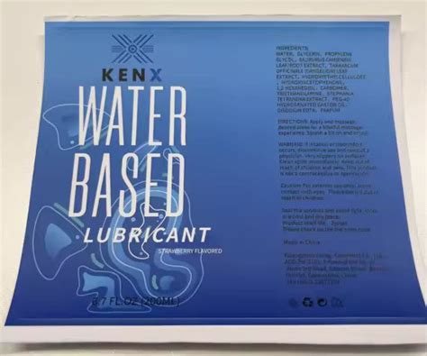 FDA Label For Kenx Water Based Personal Lubricant Oil Rectal Vaginal Indications Usage
