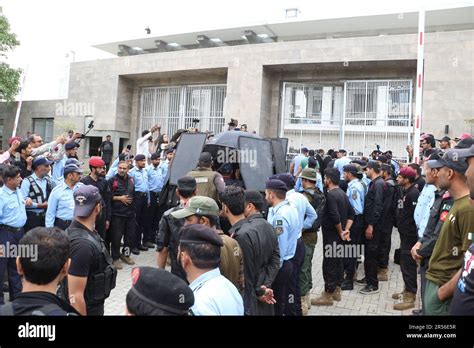 A Vehicle Carrying Former Pakistans Prime Minister Imran Khan Leaves