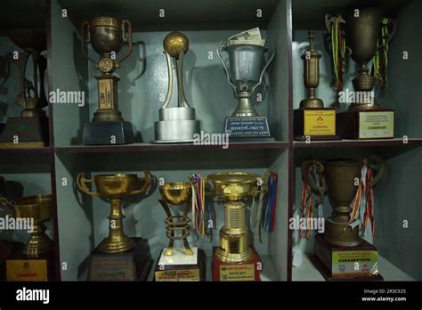 Trophys Madel Cup Display At The Boardroom Of Mohammedan Sporting