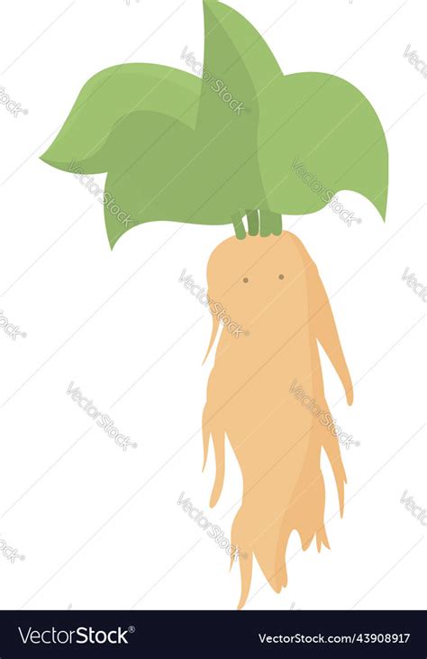 Root Mandrake Icon Cartoon Green Herb Royalty Free Vector