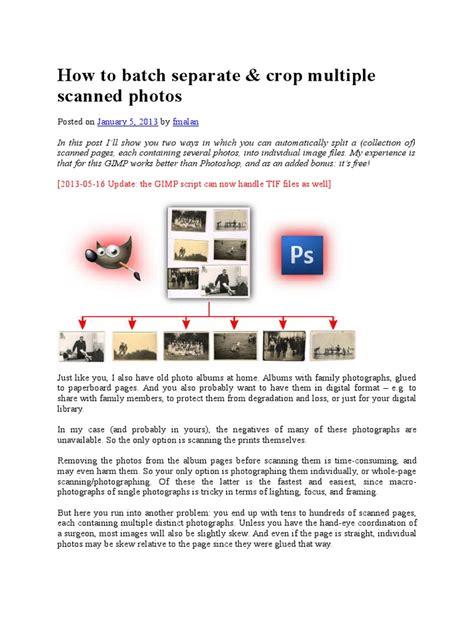 How To Batch Separate And Crop Multiple Scanned Photos Pdf Adobe Photoshop Image Scanner
