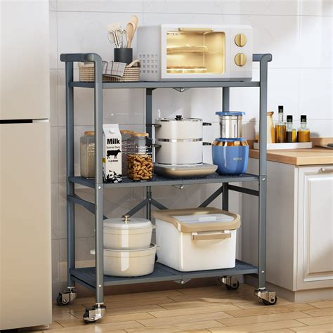 Rebrilliant Copp Storage Shelves 3 Tier Metal Foldable Standing