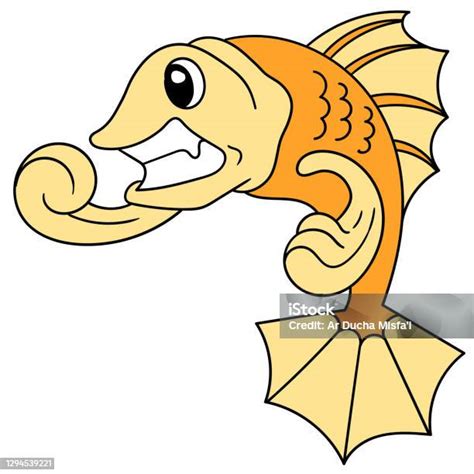 Ilustración De Pez Dorado De Dibujos Animados Está Enojado Imagen Del