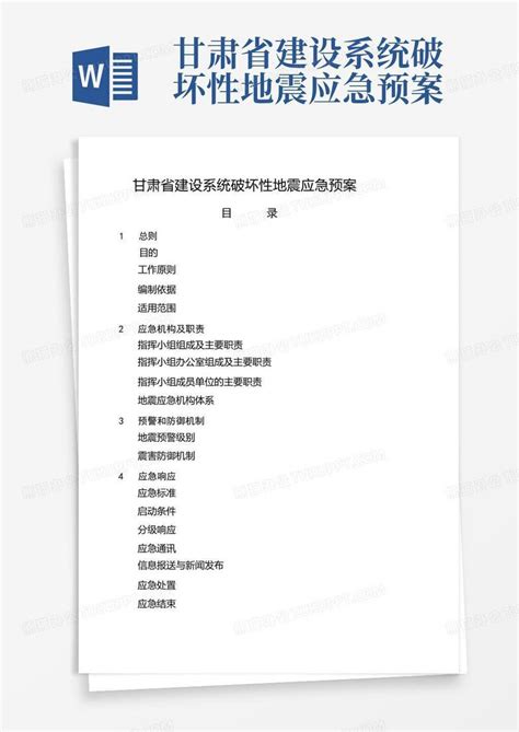 甘肃省建设系统破坏性地震应急预案Word模板下载 编号qbkzgrba 熊猫办公