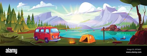 Meadow Mountain Campground Stock Vector Images Alamy