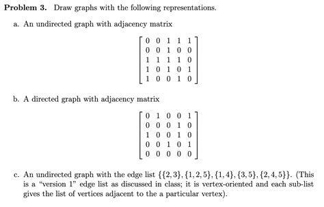 Solved Problem 3 Draw Graphs With The Following Chegg