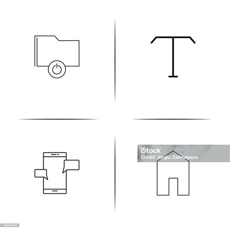 網頁和文字簡單線性圖示集簡單大綱圖示向量圖形及更多圖示圖片 圖示 房屋 插圖 Istock