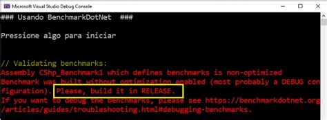 C Usando A Biblioteca BenchmarkDotNet