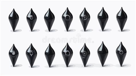 Professional Set Of Pointers And Black Map Markers For Navigation And Location Tracking Stock