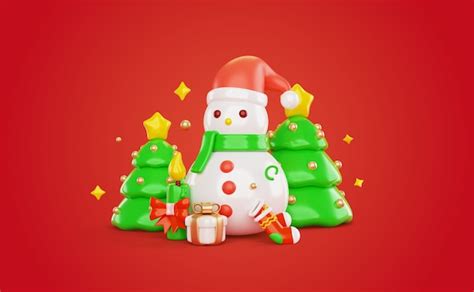 크리스마스 배경의 3d 렌더링 무료 Psd 파일