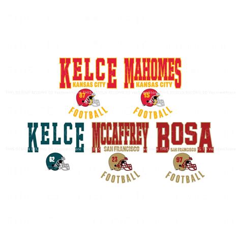 McCaffrey Mahomes Kelce Bosa NFL Player SVG Bundle