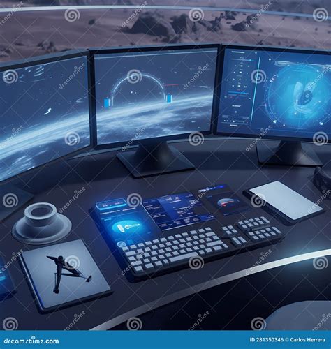 futuristic workstation with cosmic aspirator and asphalt sample
