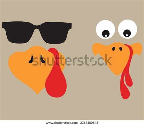 Funny Turkey Face Svg Thanksgiving Clipart Stock Vector Royalty Free