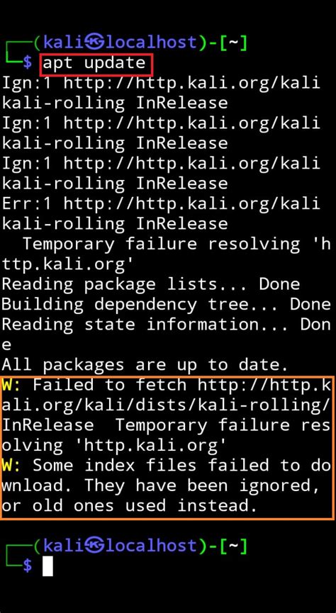 修复了“update Andand”升级android上kali Linux命令错误 每日运维
