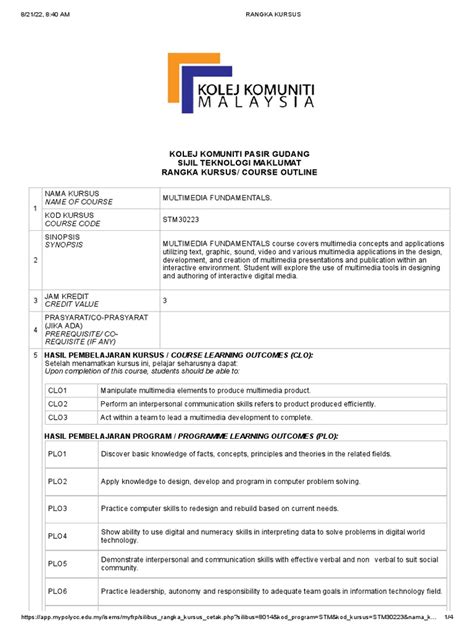 rangka kursus multimedia fundamentals pdf multimedia design