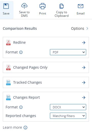 Saving Comparison Outputs Draftable