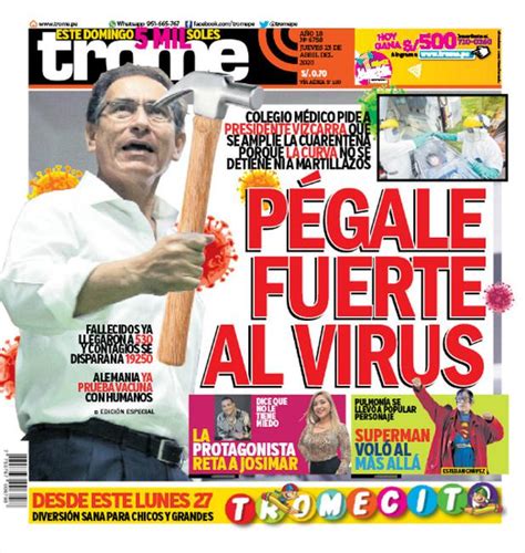 Portada Trome Pégale fuerte al coronavirus IMPRESA TROME