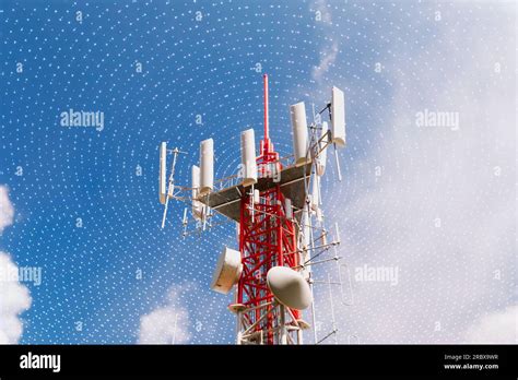 Cell Phone Tower Emits 5g Signals Antenna Transmits Electromagnetic Waves 5th Mobile