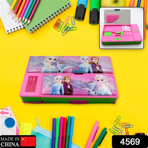 4569 Multi Purpose Gadget Jumbo Pencil Box Compass With Calculator Jumbo 2 Side Slot Geometry