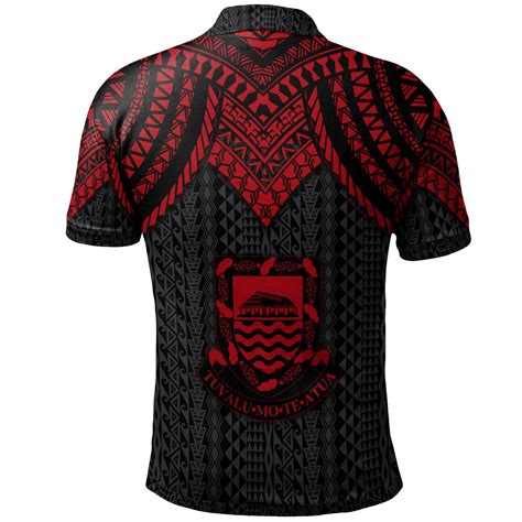 Tuvalu Custom Personalised Polo Shirt Polynesian Armor Style Red