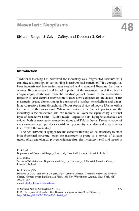 Pdf Mesenteric Neoplasms