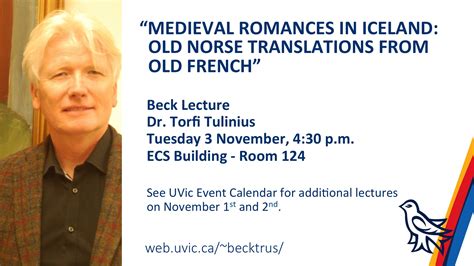 Beck Lectures On Icelandic Literature With Dr Torfi Tulinius