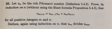 Solved Let Un Be The Nth Fibonacci Number Definition Chegg