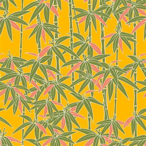 Mooi Japans Naadloos Patroon Aziatische Bamboe Bos Oranje Achtergrond