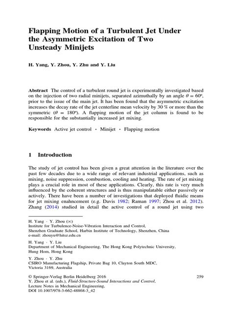 Yang Et Al 2016 Flapping Motion Of A Turbulent Jet Under The