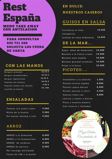 Carta Menu Restaurante España En Fermoselle