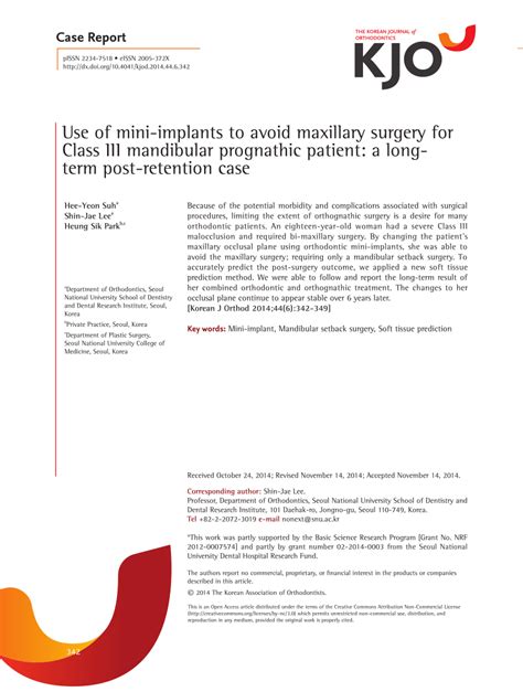 Pdf Use Of Mini Implants To Avoid Maxillary Surgery For Class Iii