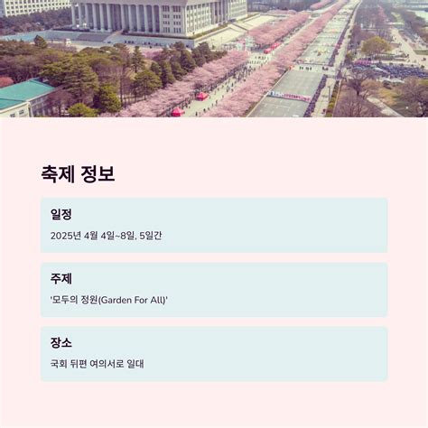 한국의 축제 2025년 여의도 벚꽃축제 안내 2024년 여의도 벚꽃축제 리뷰