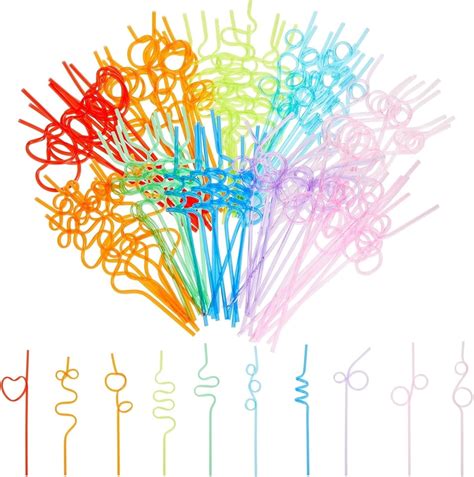 Gixusil Assorted Silly Crazy Straws 100 Pcs Colorful Reusable Drinking Straws Twists Loop