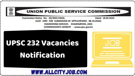 Upsc 232 Vacancies Notification 2024 Apply Now All City Job