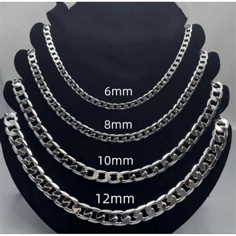 Jual Kalung Pria Rantai Baja Titanium Anti Karat Silver Putih Keren