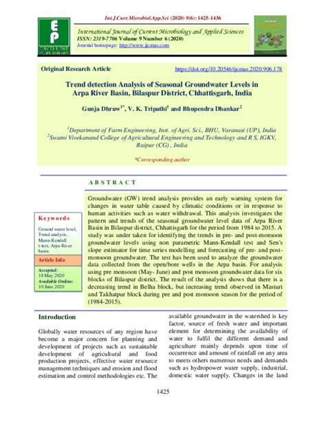 Pdf Trend Detection Analysis Of Seasonal Groundwater Levels In Arpa