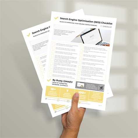 Search Engine Optimisation SEO Checklist By Rusty Gimaev