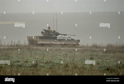 Close Up Of A British Army Warrior Fv510 Armoured Fighting Vehicle In