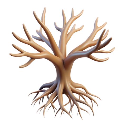 Vibrant Modern Branching Root System Isolated Element With Shadow