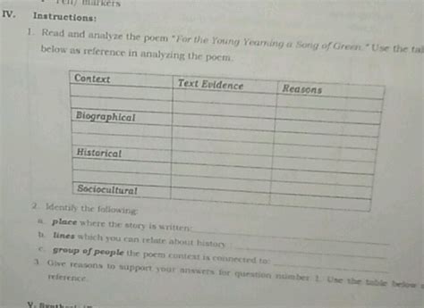 Markers IV Instructions 1 Read And Analyze StudyX
